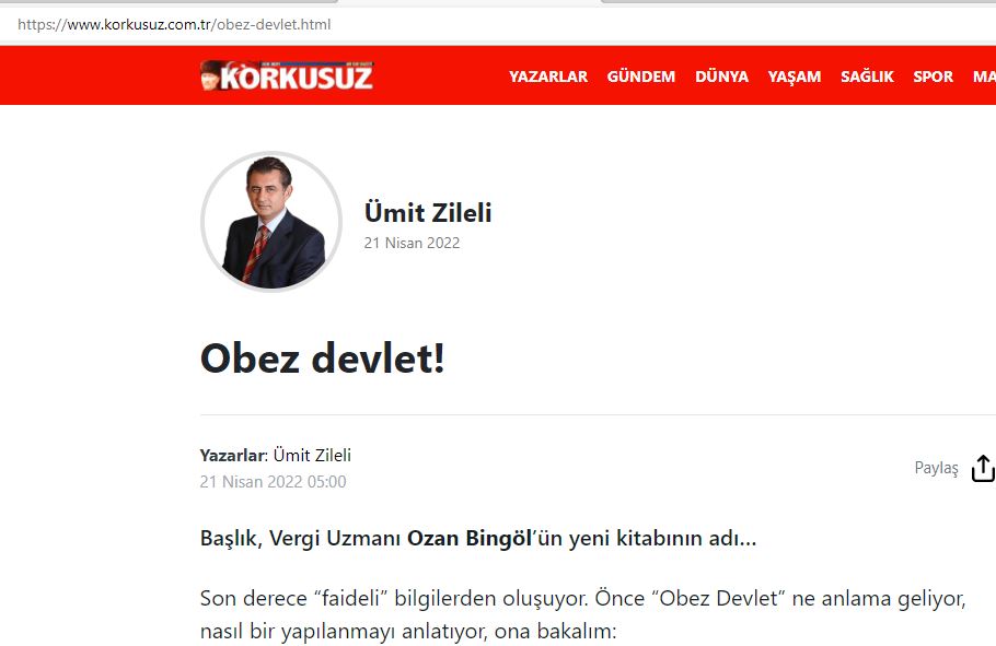 Ümit Zileli “Obez Devlet”i Anlattı. – VERGİYE DAİR